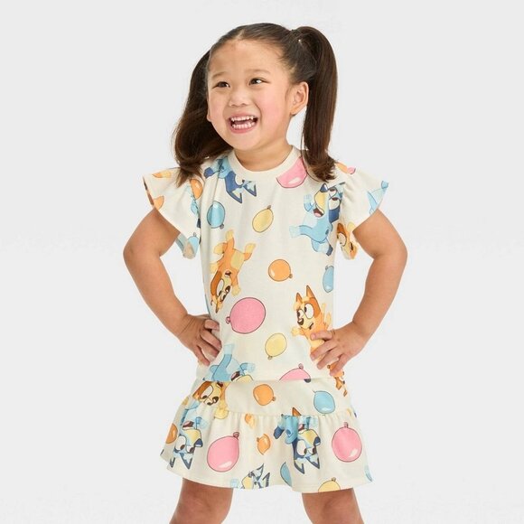 Bluey | Dresses | Toddler Girls Bluey Top And Bottom Set Offwhite ...
